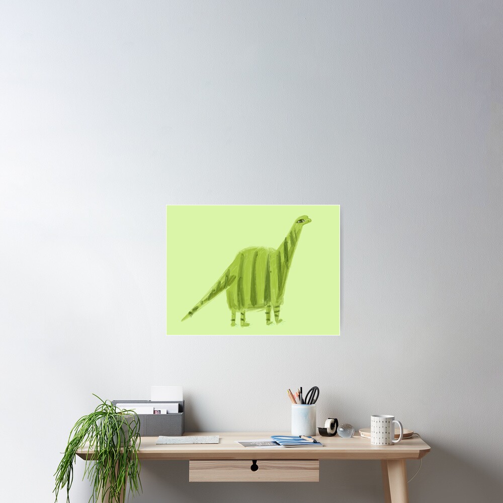 "Green striped dinosaur" Poster by TalyaMint | Redbubble