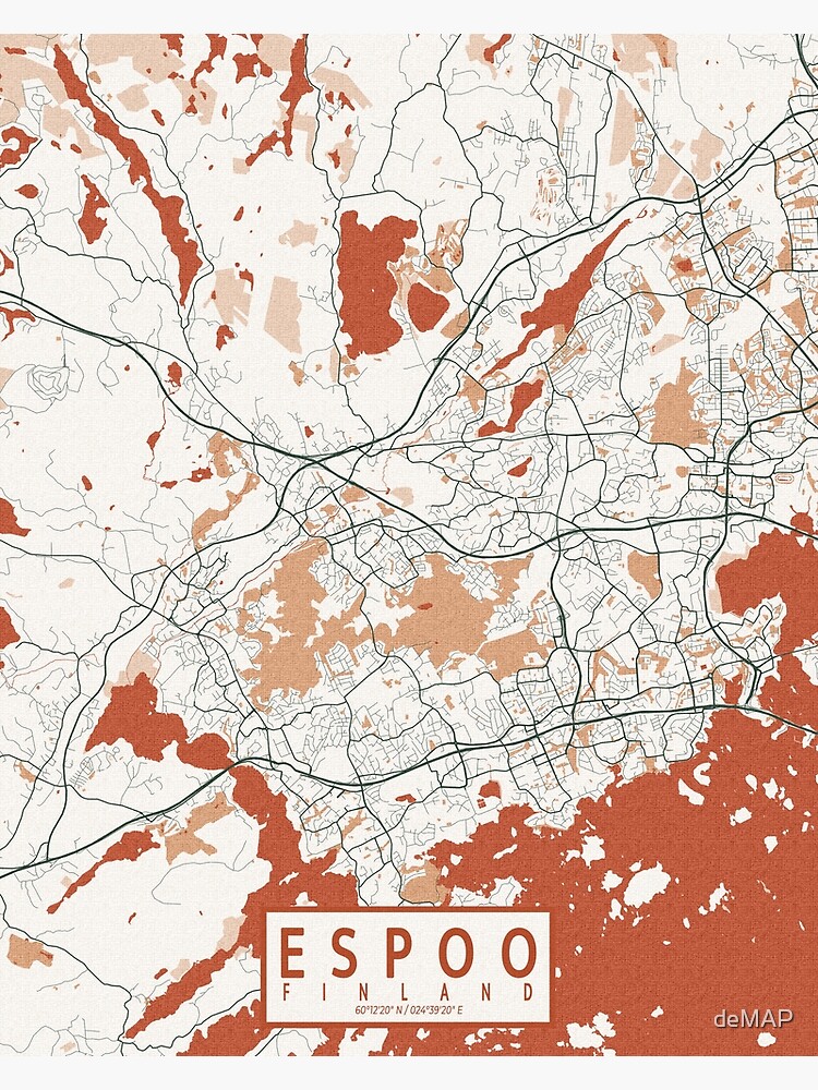 "Espoo City Map of Uusimaa, Finland - Bohemian" Poster by deMAP | Redbubble