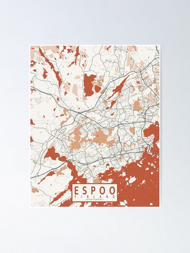 "Espoo City Map of Uusimaa, Finland - Bohemian" Poster by deMAP | Redbubble