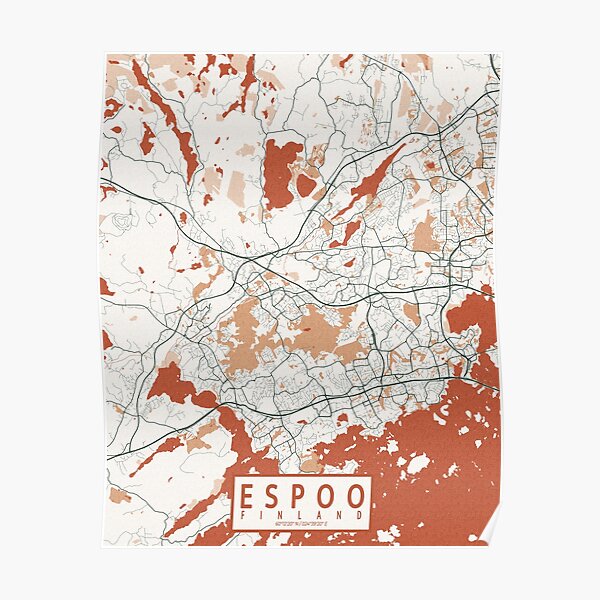 "Espoo City Map of Uusimaa, Finland - Bohemian" Poster by deMAP | Redbubble