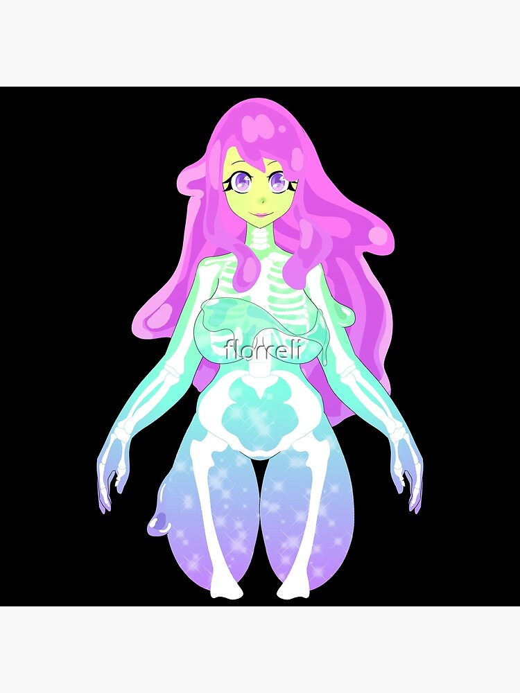 Rainbow Slime Monster Girl Skeleton Anime Girl Metal Print By