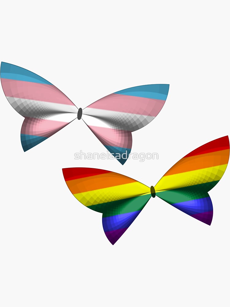 "Gay Trans Pride Butterflies" Sticker by shaneisadragon | Redbubble