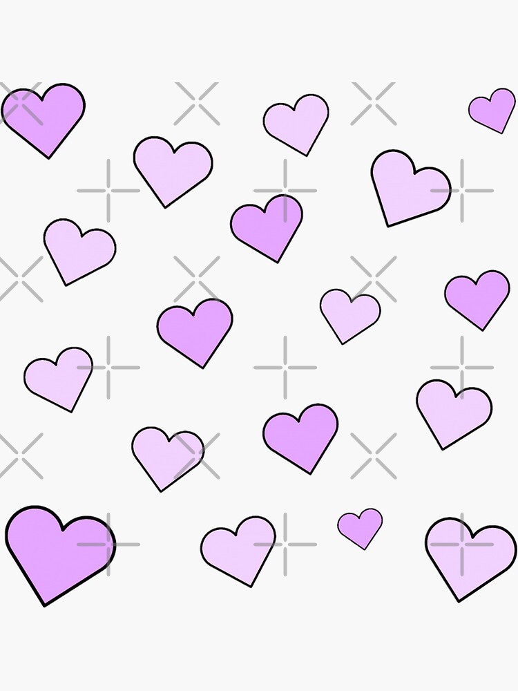 "Super Simple Minimalistic Pastel Purple Hearts Pattern Set" Sticker by ...