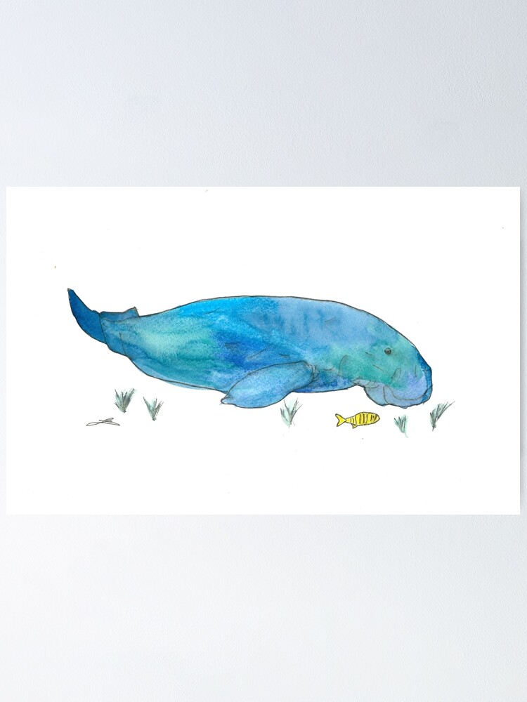"Dugong grazing" Poster for Sale by JensOceanArt | Redbubble