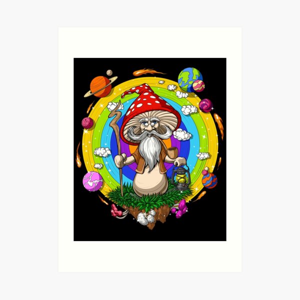 "Hippie Mushroom Wizard" Art Print for Sale by underheaven | Redbubble
