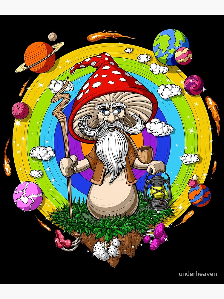 "Hippie Mushroom Wizard" Art Print for Sale by underheaven | Redbubble