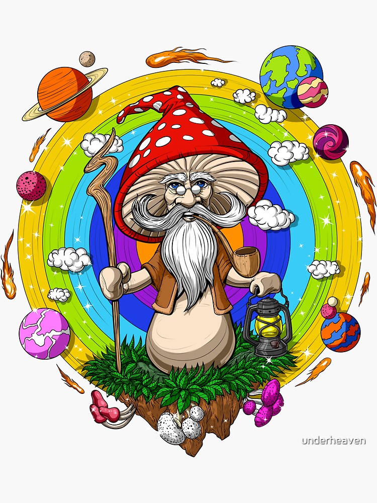 "Hippie Mushroom Wizard" Sticker for Sale by Nikolay Lachezarov Todorov ...