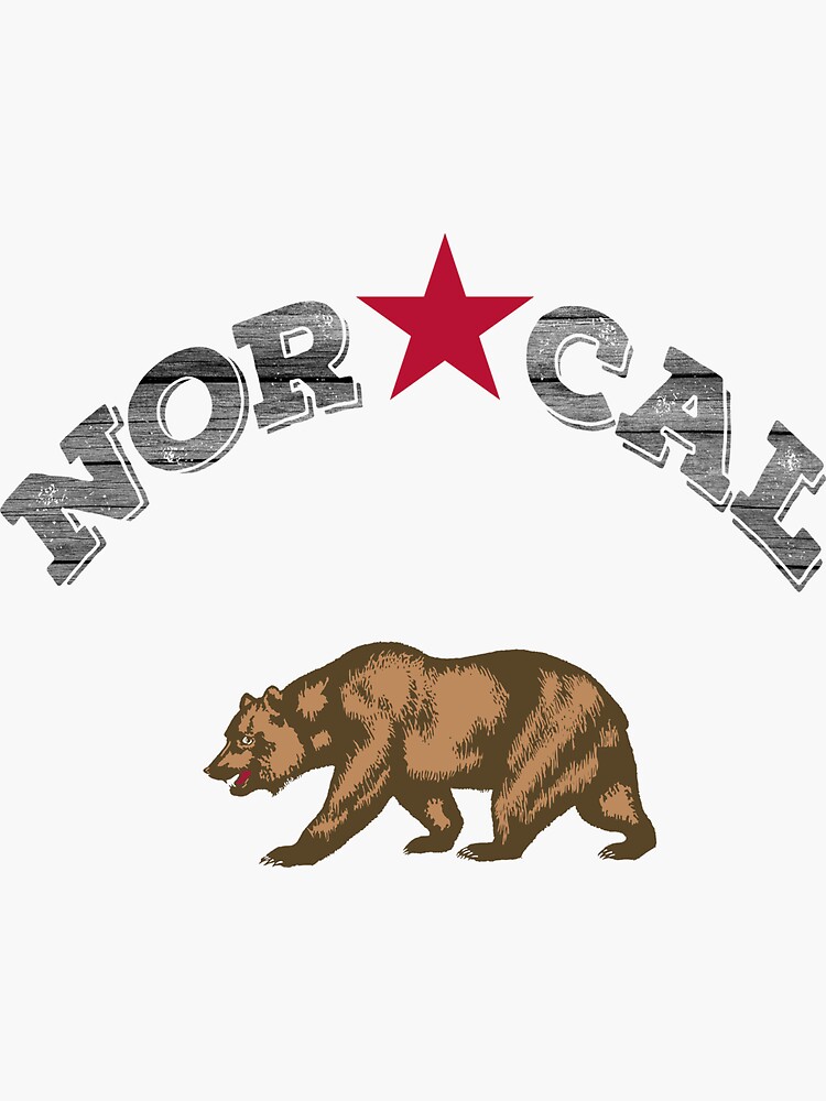 "Norcal Northern California Bear With Star Design" Sticker for Sale by ...