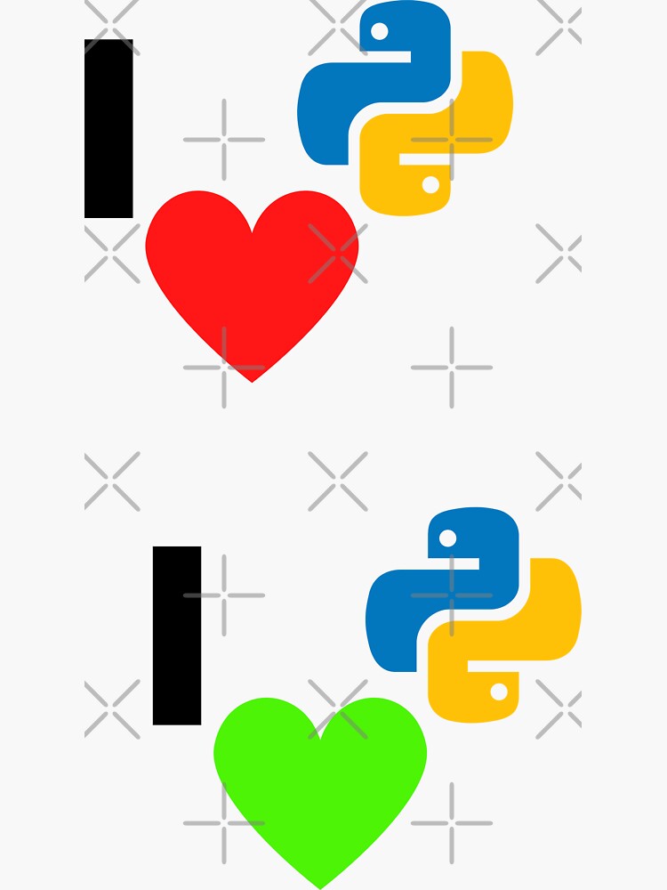 "I love Python 2 in 1 Sticker Pack" Sticker for Sale by Occas1onalArt ...