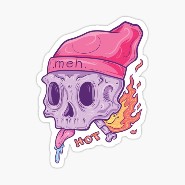 ""Meh" Skull" Sticker for Sale by EdgyGirlArt | Redbubble