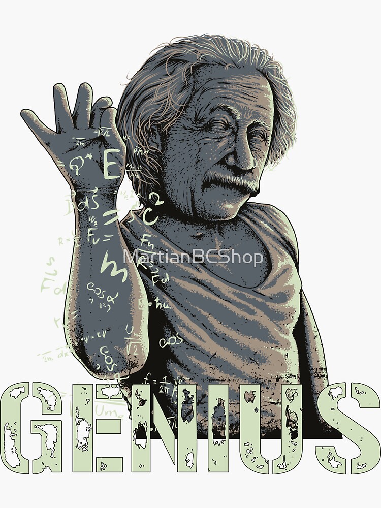 "Einstein Genius Fun Laptop Math Physics Comedy" Sticker by ...