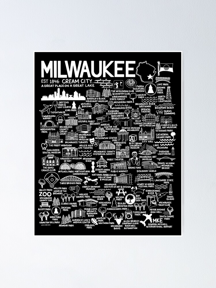 "Milwaukee Map " Poster by fiberandgloss | Redbubble