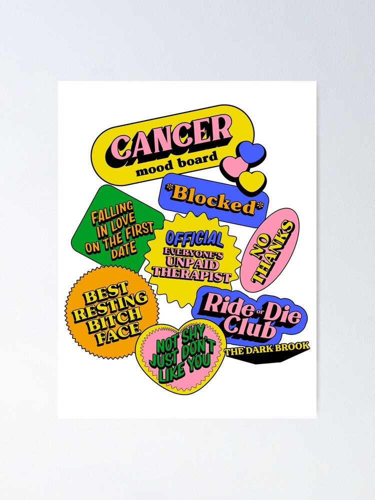 "Retro Cancer Zodiac Sign Stickers - Astrology Mood Board Aesthetic ...