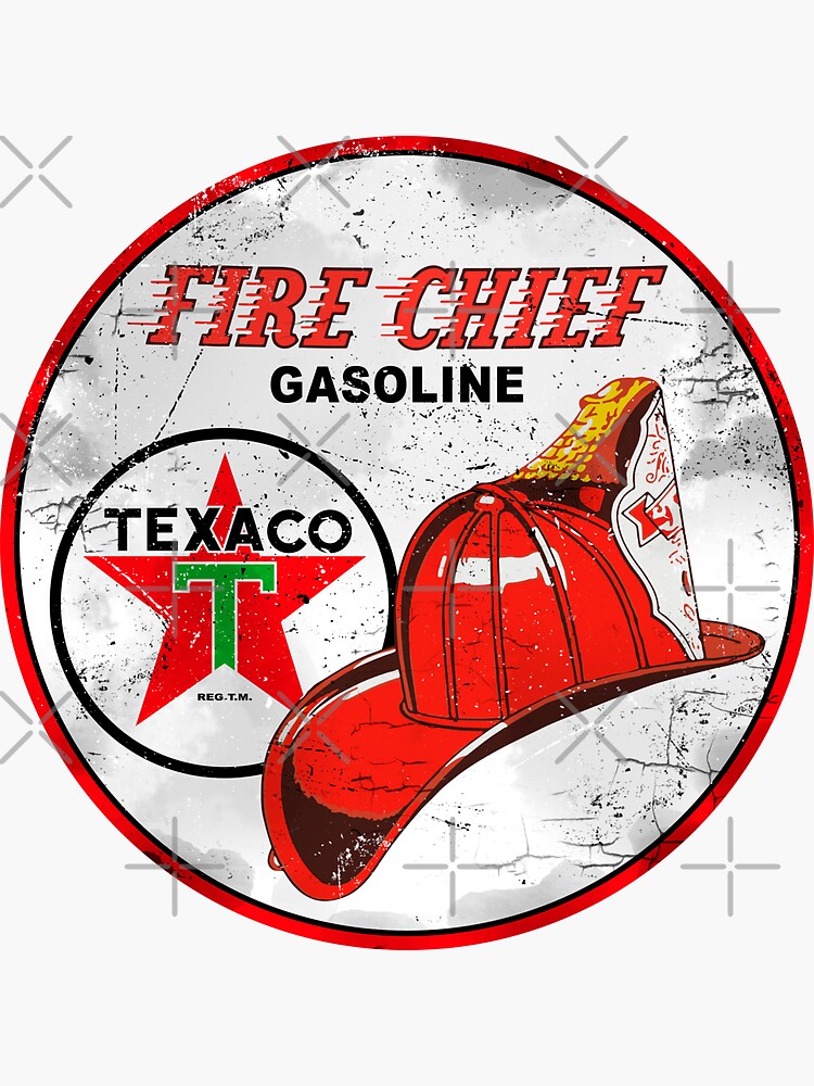 "Texaco fire chief vintage sign" Sticker for Sale by Ploxd | Redbubble