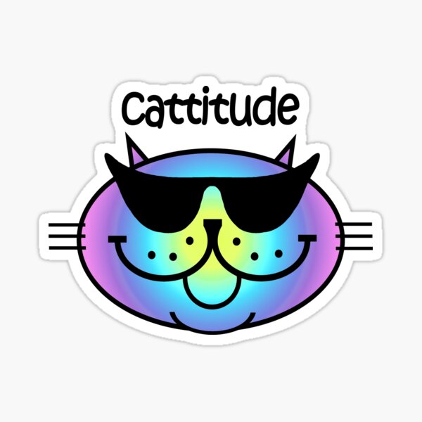 "CATTITUDE 2 - Bright Rainbow" Sticker by RawSunArt | Redbubble