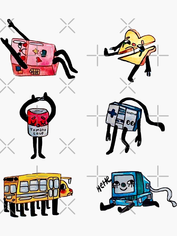 "Inanimate cartoon objects " Sticker by Cloudgazzee | Redbubble