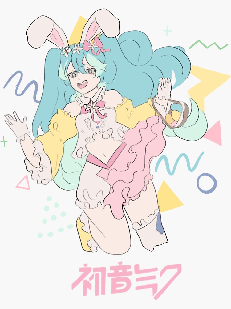 "Hatsune Miku Easter Retro 80's Vocaloid Artwork" Sticker for Sale by ...