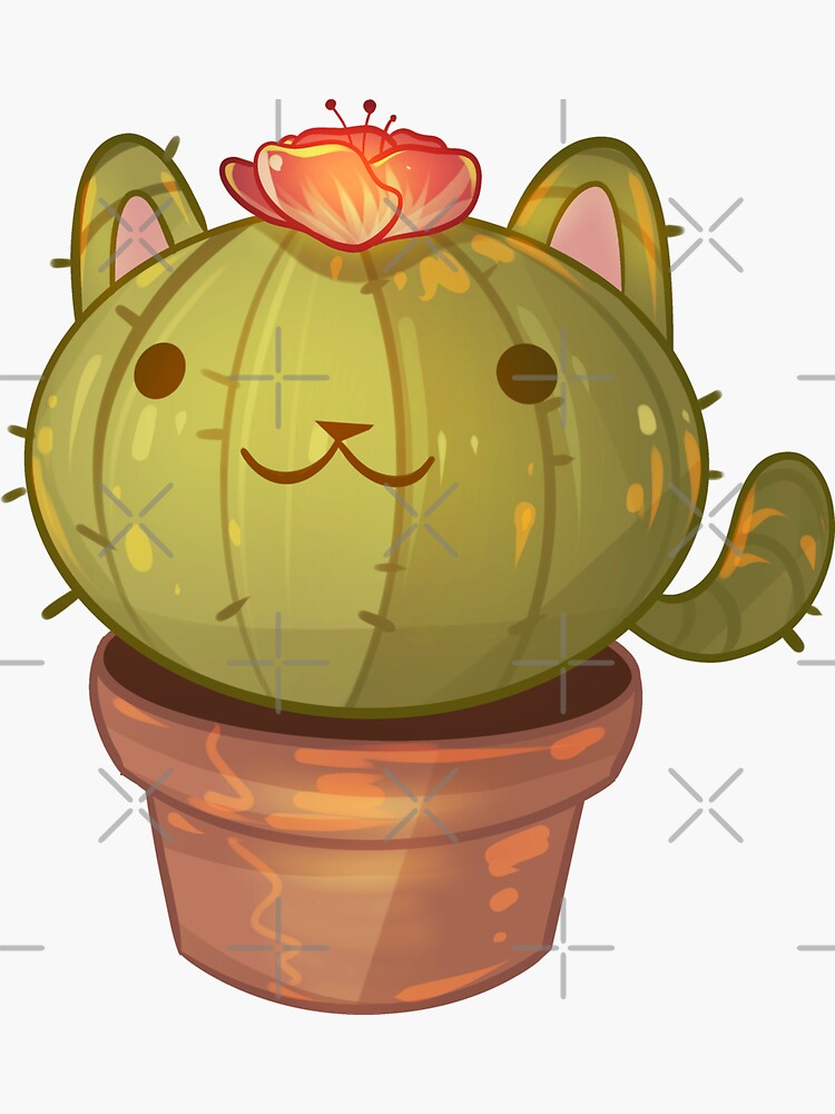 "Cat Cactus" Sticker for Sale by GalaxyChicken | Redbubble