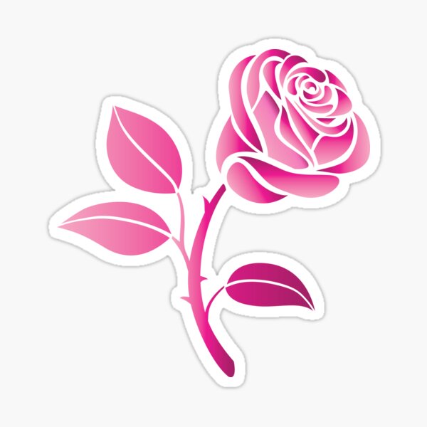 "Single Rose - Pink" Sticker for Sale by DesignBySuzanne | Redbubble