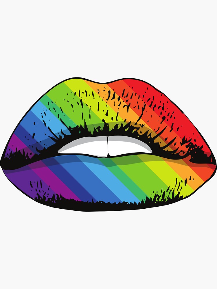 "rainbow lips" Sticker by LollipopArt | Redbubble
