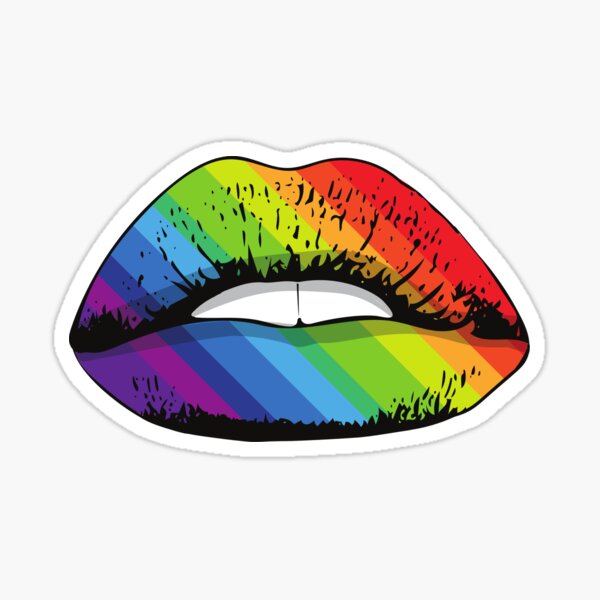 "rainbow lips" Sticker by LollipopArt | Redbubble