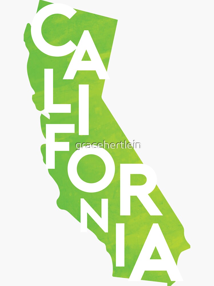 "California - Green Watercolor" Sticker for Sale by gracehertlein ...