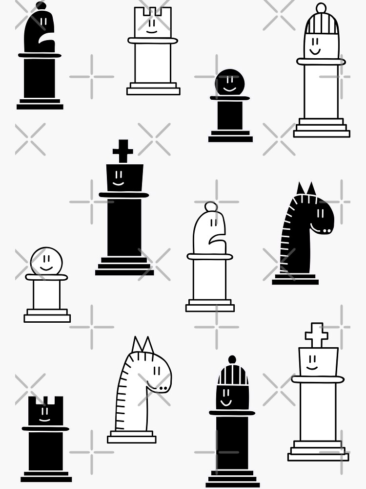 "Cute Chess Pieces - Cartoon Set" Sticker for Sale by ChloeJoyeux ...