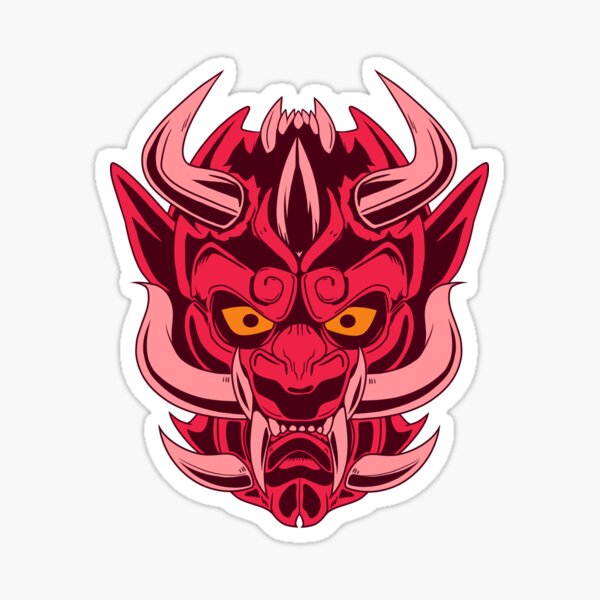 "Japanese Oni Harajuku Demon Art Devil Face" Sticker by Nosek1ng ...
