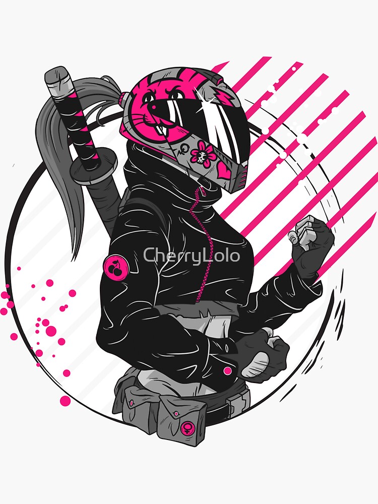 "Anime Biker Girl" Sticker by CherryLolo | Redbubble