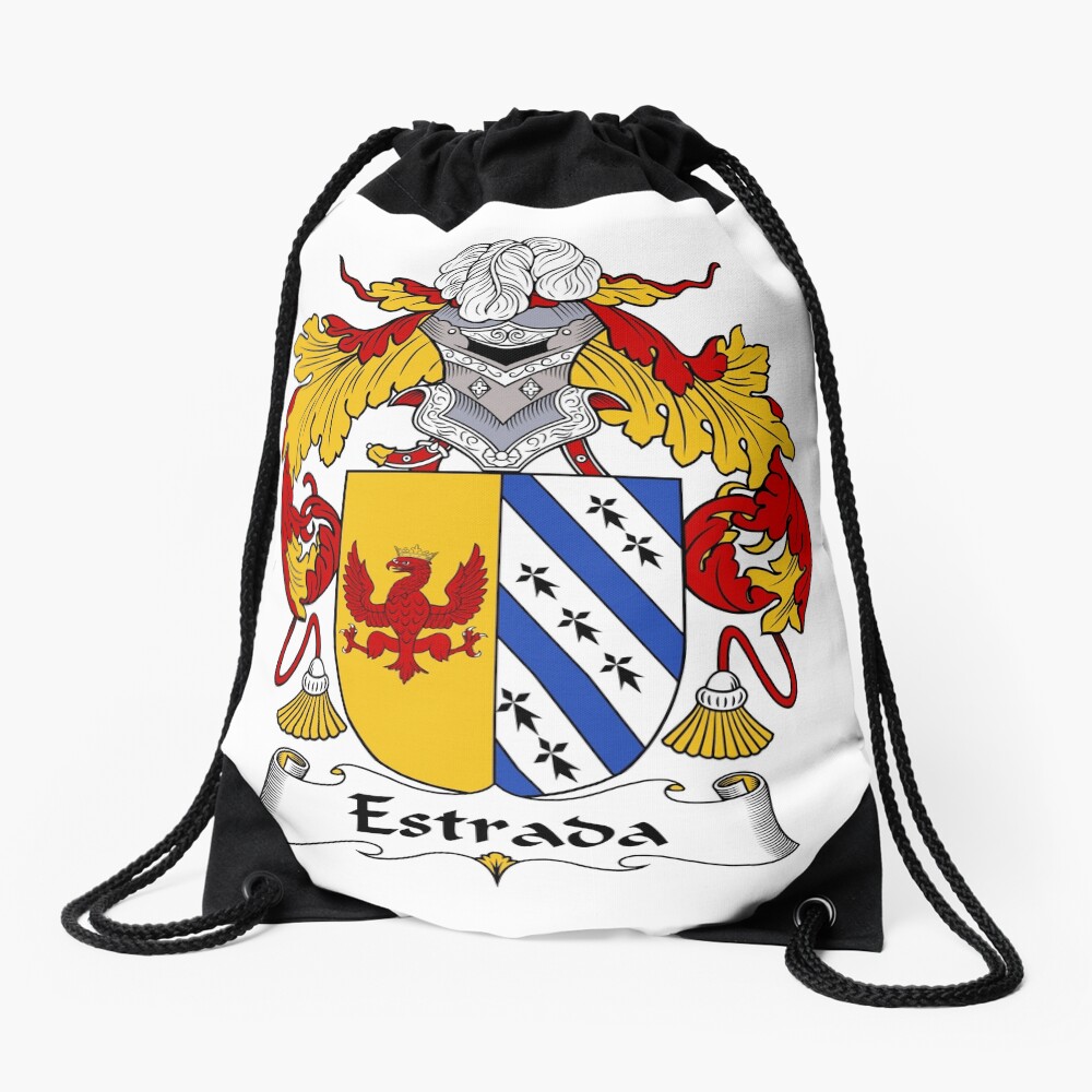 "Estrada Coat of Arms/Family Crest" Drawstring Bag for Sale by ...
