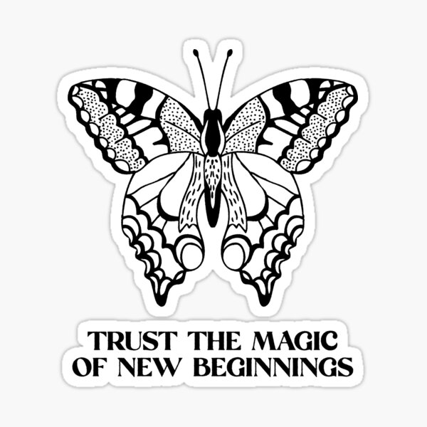 "Boho Butterfly, Vintage Moth, Indie Moth, Inspirational Quote" Sticker ...