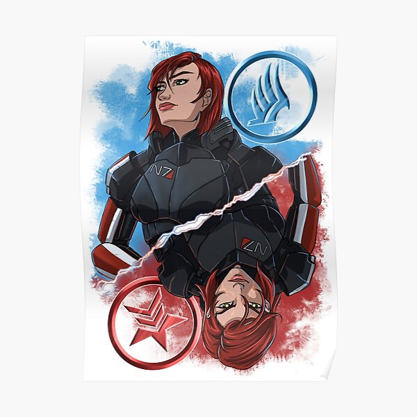 "Fem Shep Paragon or Renegade" Poster for Sale by Sapphyre411 | Redbubble