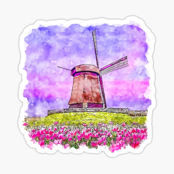 "Dutch Windmill Netherlands" Sticker by VerboShop | Redbubble