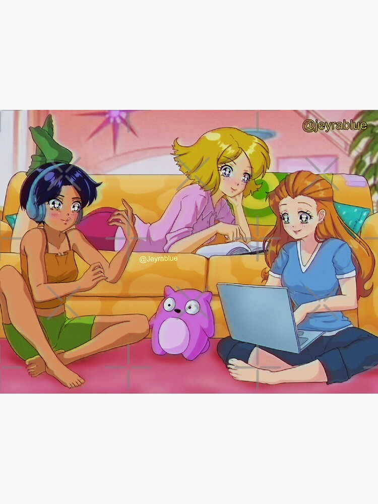 "90s anime Alex, Clover and Sam" Sticker for Sale by Jeyrablue | Redbubble