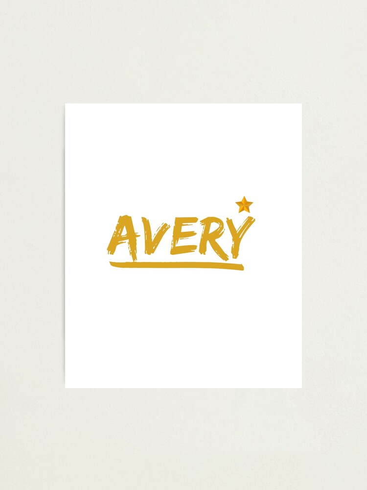 Lámina fotográfica «Diseño de nombre Avery en color dorado con icono de ...