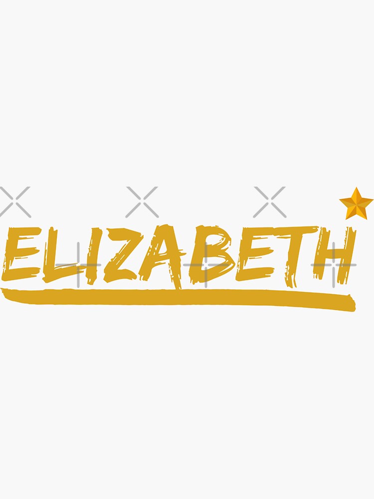 Pegatina «Diseño de nombre Elizabeth en color dorado con icono de ...