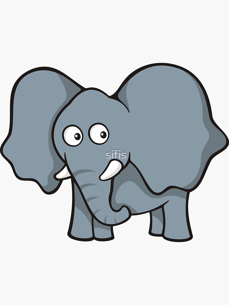"Gray Elephant Cartoon" Sticker by sifis | Redbubble