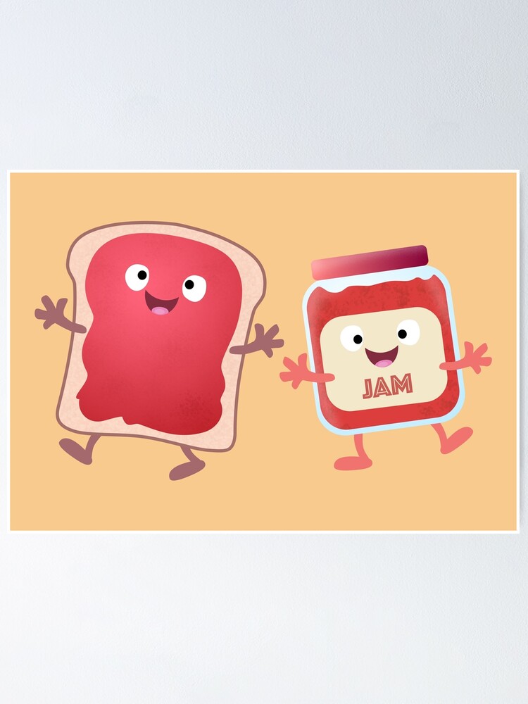 "Funny bread and jam cartoon characters " Poster by FrogFactory | Redbubble