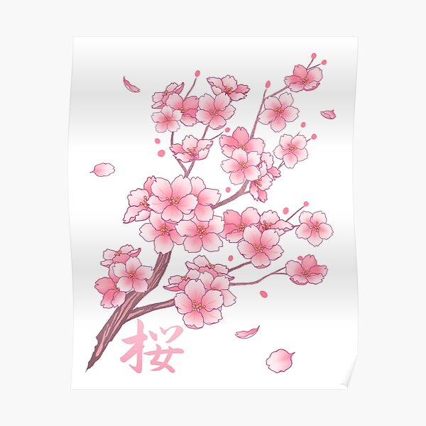 "Falling Sakura Cherry Blossom" Poster for Sale by arterialmotive ...
