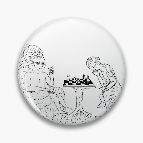 "Wojack Plating Chess With His Own Brain" Pin for Sale by D1mon | Redbubble