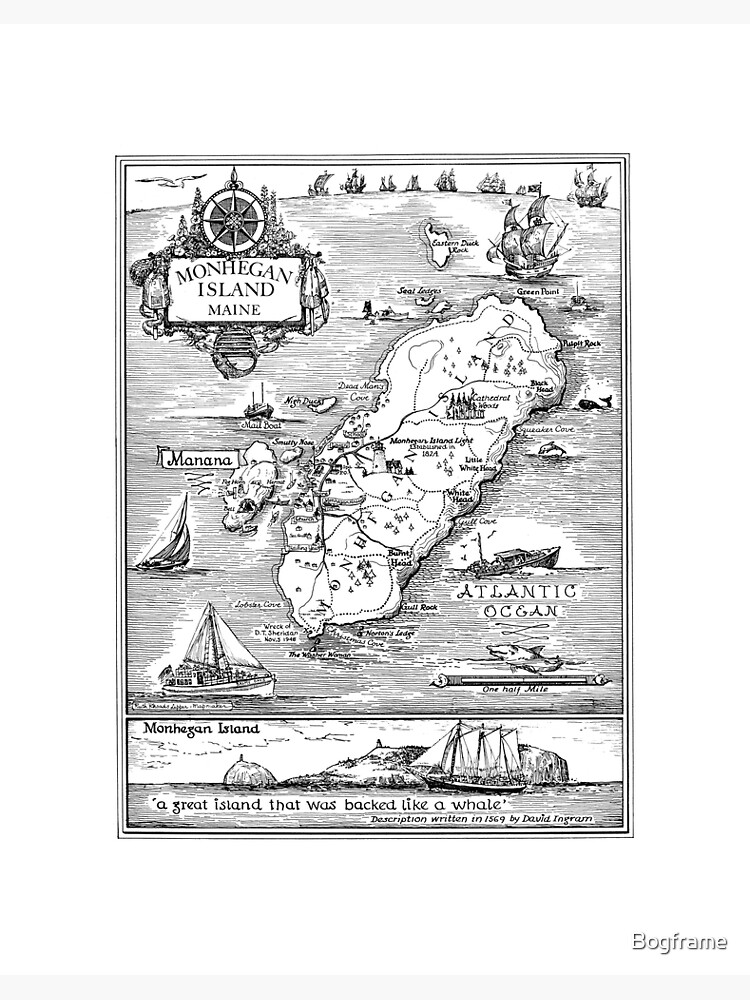 "Monhegan Island Map" Art Board Print for Sale by Bogframe | Redbubble