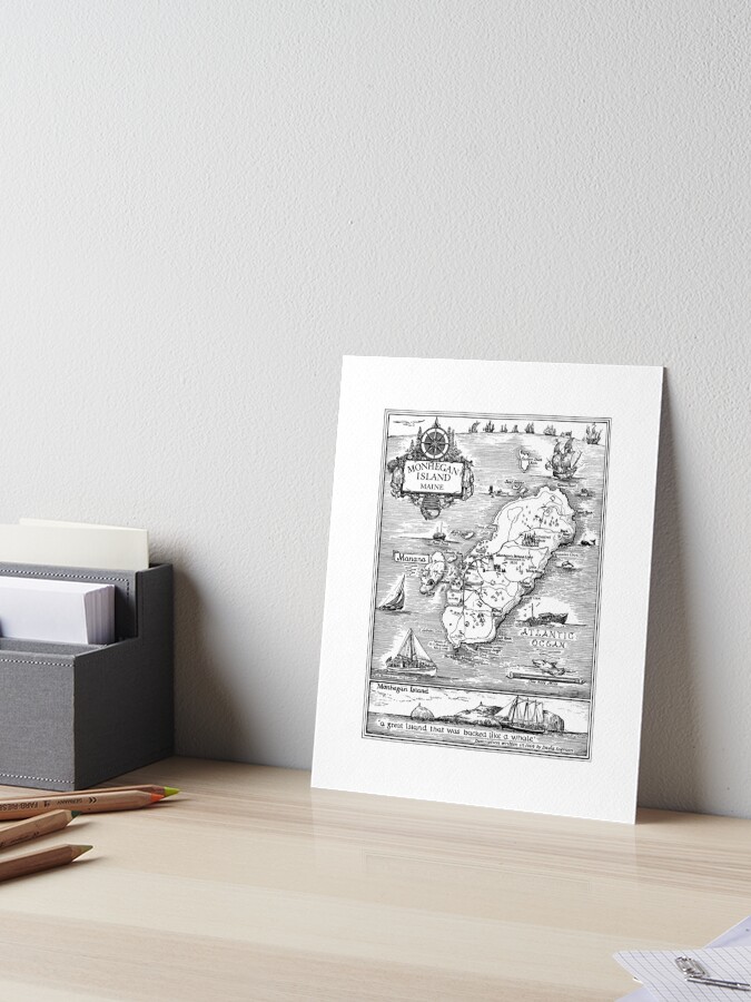 "Monhegan Island Map" Art Board Print for Sale by Bogframe | Redbubble