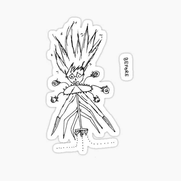 "Before " Sticker for Sale by thesunspiderhut | Redbubble