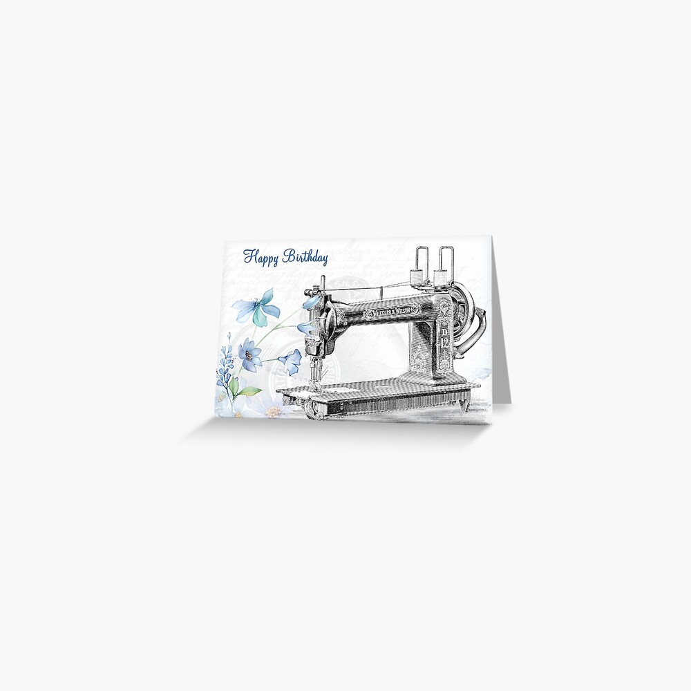 "Happy Birthday Sewing machine Card" Greeting Card by OByD | Redbubble