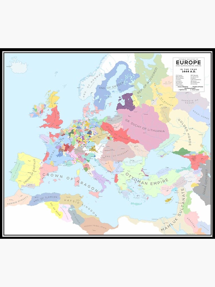 "Map of Europe in 1444" Poster for Sale by rik6yoi | Redbubble