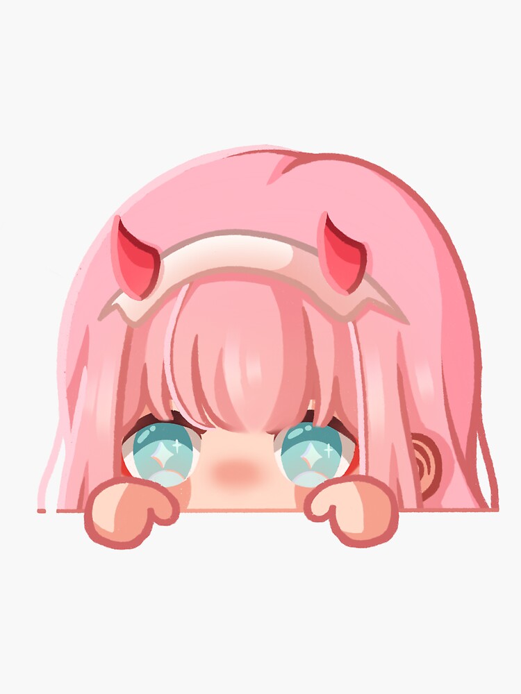 "zero two peeking" Sticker by kuwueen | Redbubble