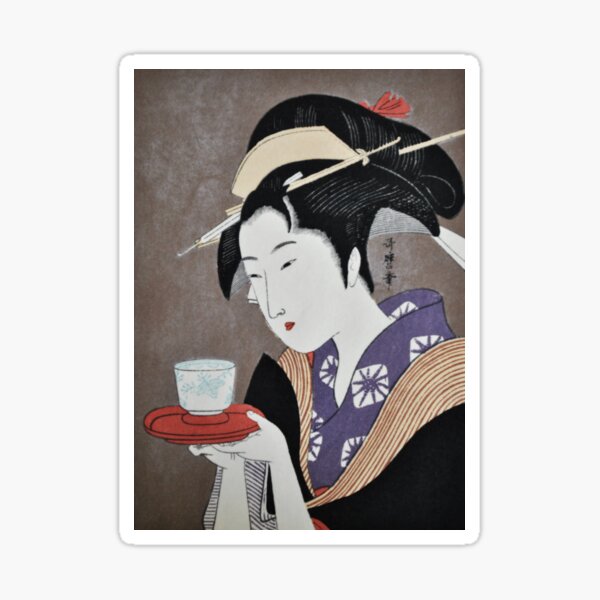 "Old Japanese print by kitagawa utamaro Naniwaga Okitade" Sticker for ...
