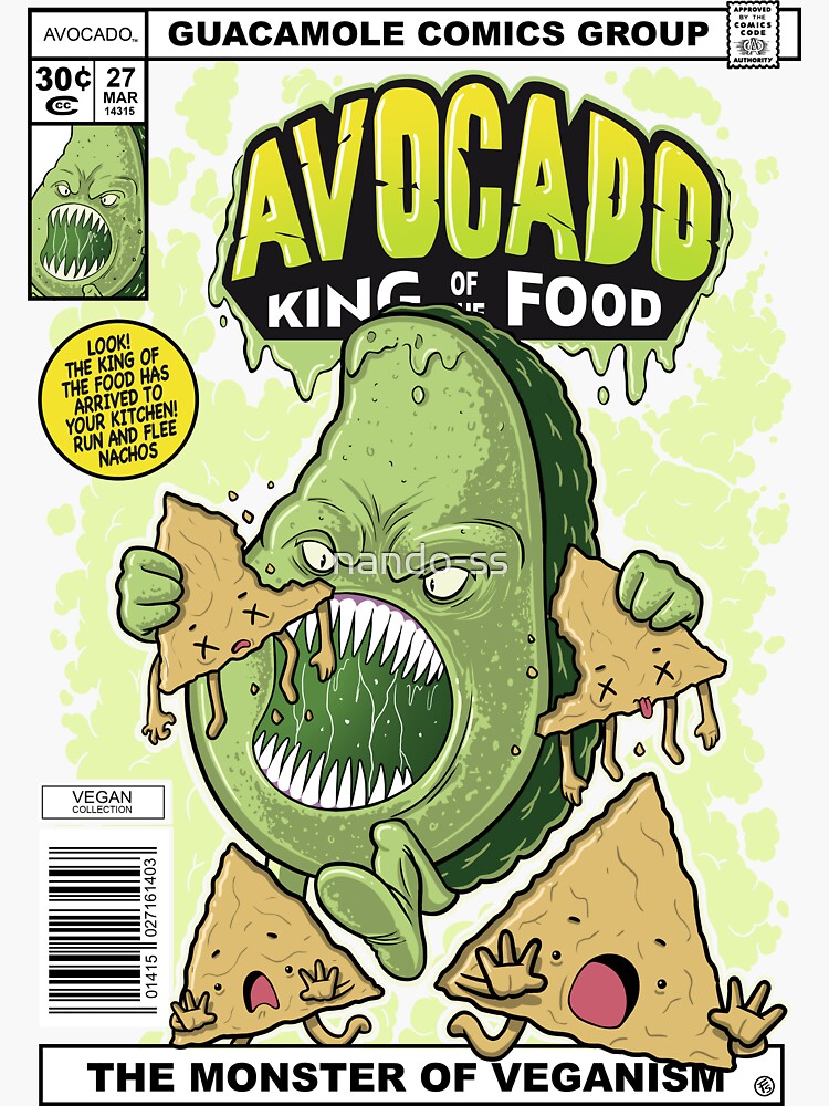 "AVOCADO KING OF THE FOOD" Sticker by nando-ss | Redbubble