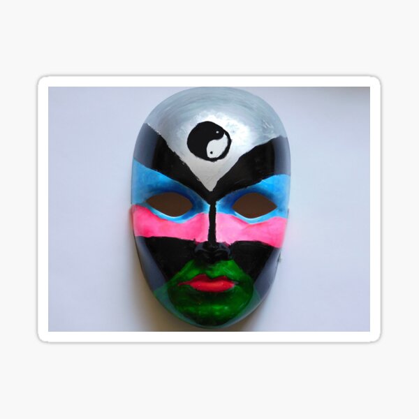 "Yin/Yang Striped Mask" Sticker by Stybz | Redbubble
