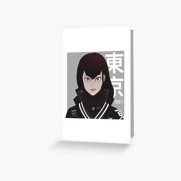 "Anime Girl PFP Cyberpunk Unit 004 Kanji Tokyo" Greeting Card for Sale ...